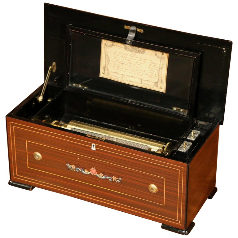 Early 20th Century Swiss Tulipwood Inlaid and Ebonized Zither Cylinder ...