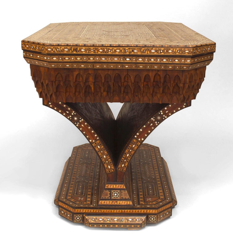 Early 20th Century Syrian Inlaid Teak Center Table For Sale at 1stDibs