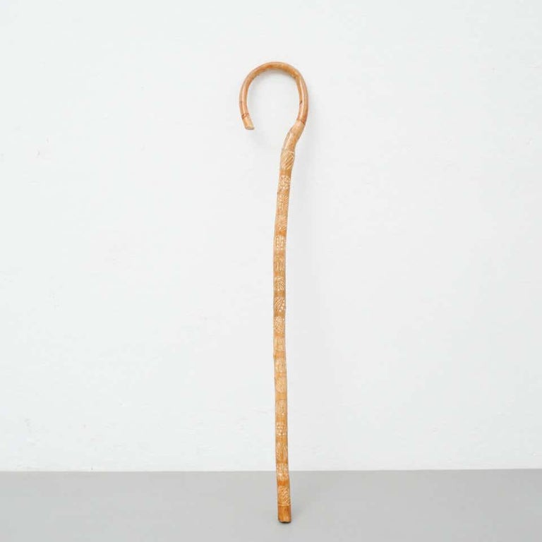 Early 20th Century Traditional Hand Carved Wood Walking Stick For Sale ...