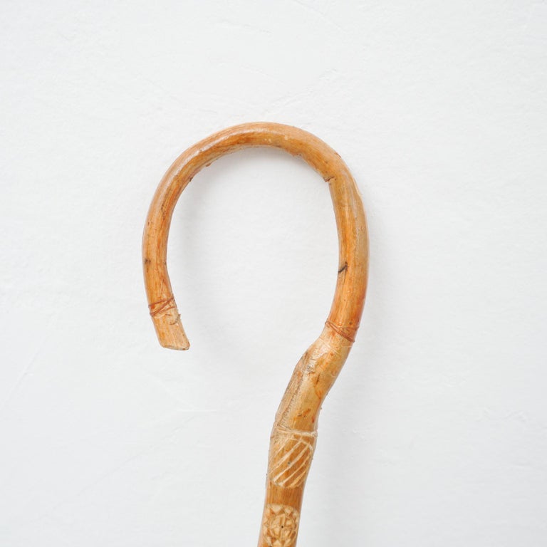 Early 20th Century Traditional Hand Carved Wood Walking Stick For Sale ...