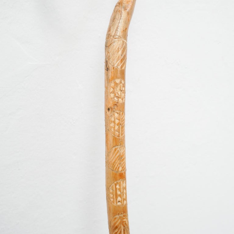 Early 20th Century Traditional Hand Carved Wood Walking Stick For Sale ...