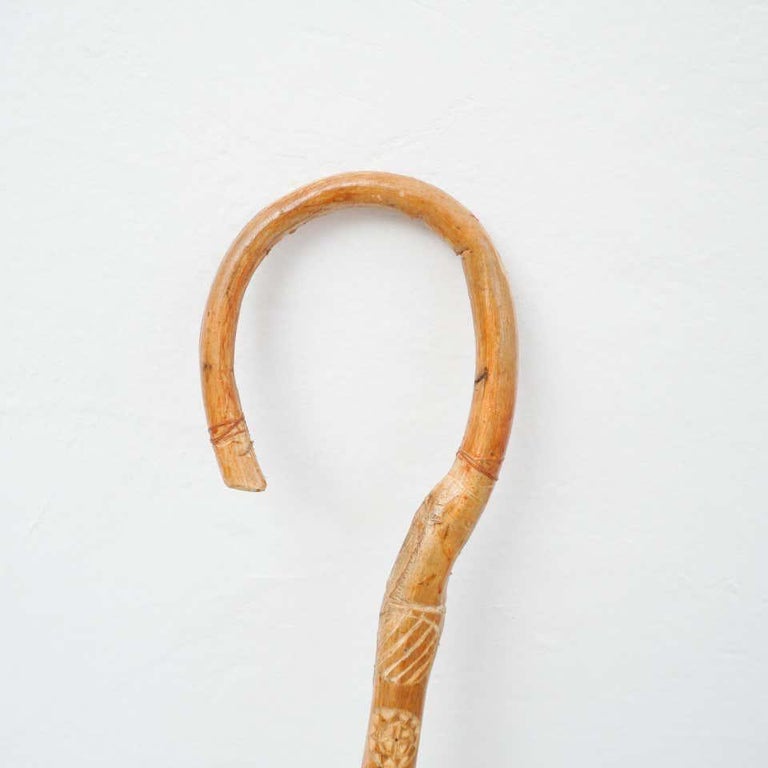 Early 20th Century Traditional Hand Carved Wood Walking Stick For Sale ...