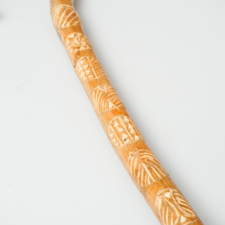 Early 20th Century Traditional Hand Carved Wood Walking Stick For Sale ...