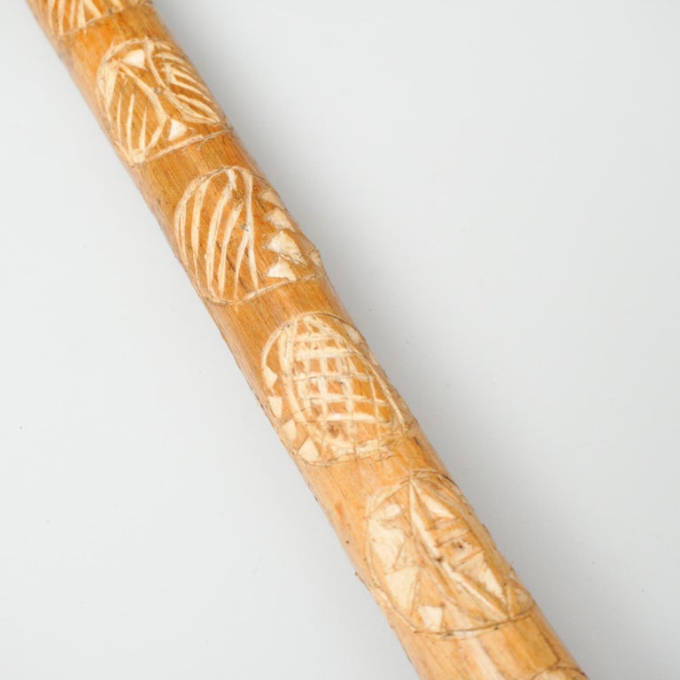 Early 20th Century Traditional Hand Carved Wood Walking Stick For Sale ...