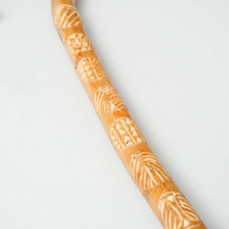 Early 20th Century Traditional Hand Carved Wood Walking Stick For Sale ...