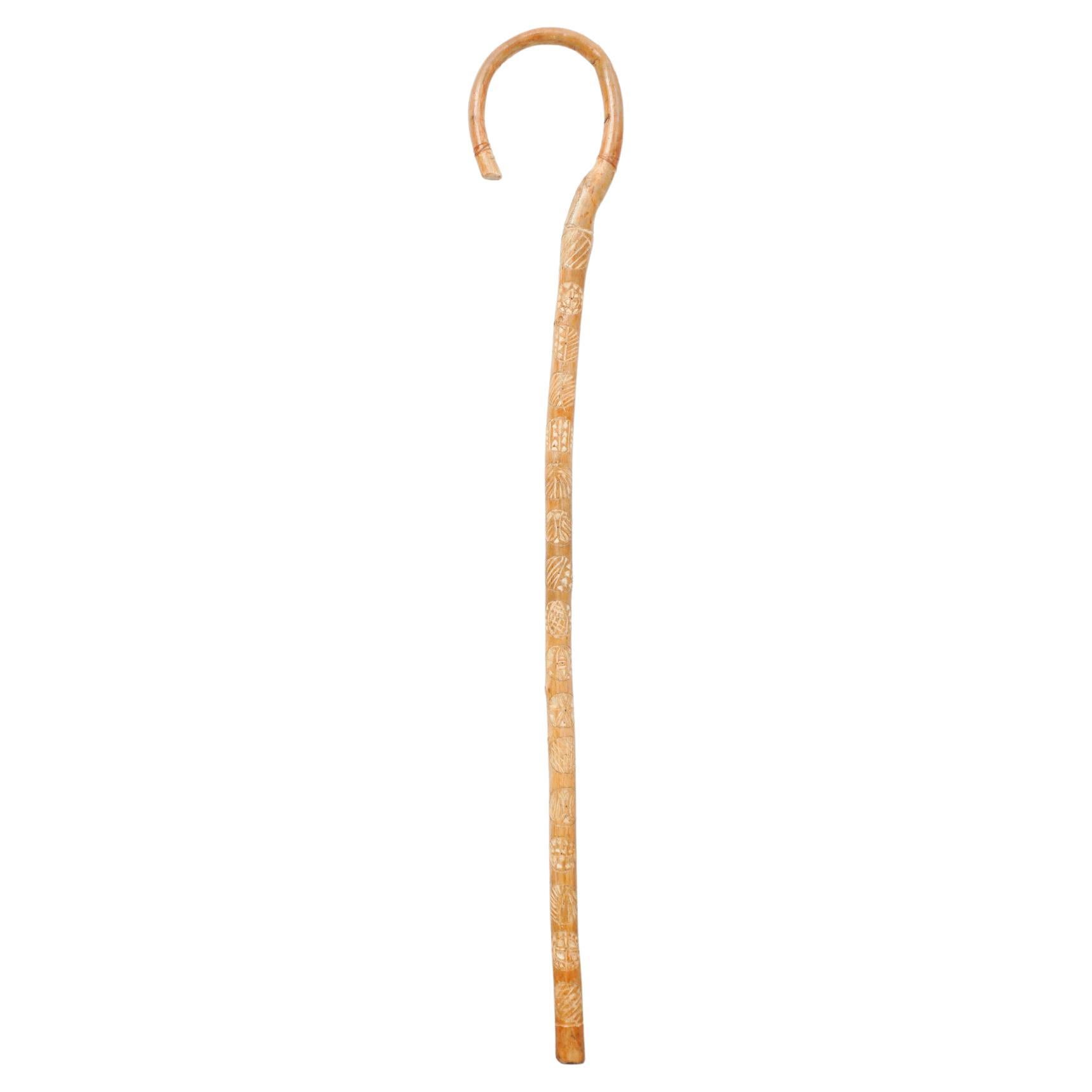 A Carved And Stained Wood Walking Stick. For Sale at 1stDibs