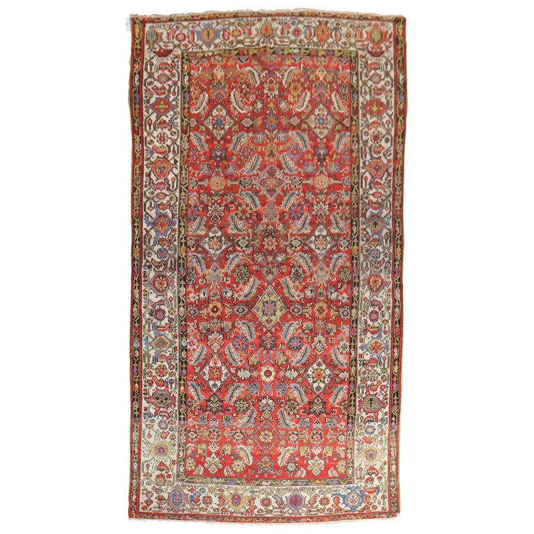 Early 20th Century Traditional Persian Malayer Rug with Red Herati ...