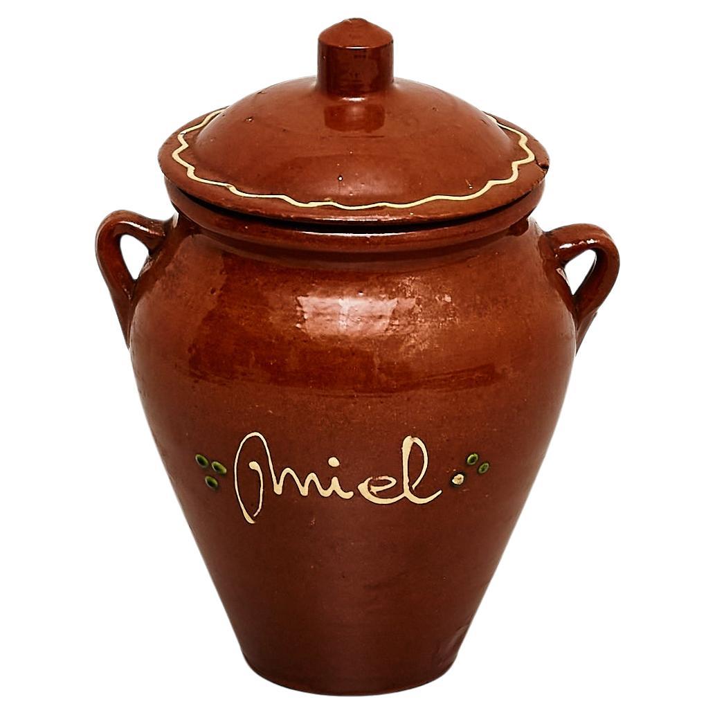 Early 20th Century Traditional Rustic Spanish Ceramic Honey Pot For ...