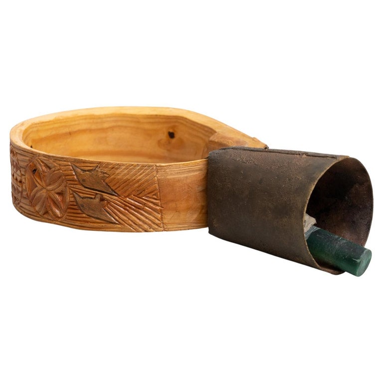 Early 20th Century Traditional Wooden Pastoral Primitive Carved Cowbell ...