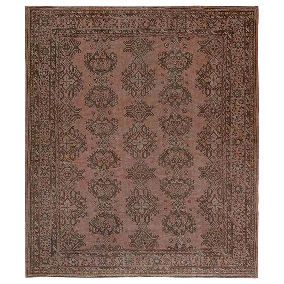 Early 20th Century Turkish Oushak Handmade Wool Rug For Sale at 1stDibs