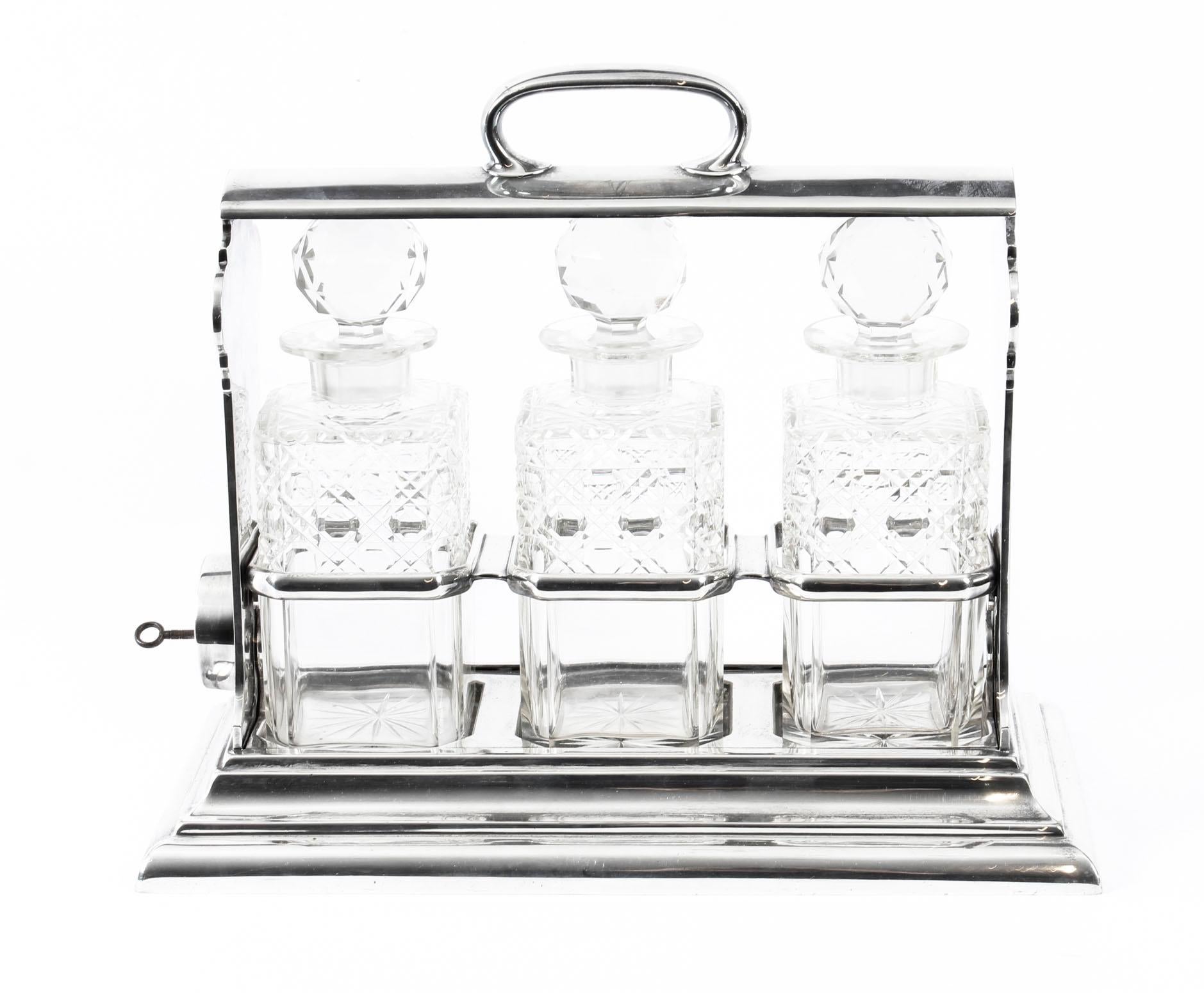 Early 20th Century Victorian English Silver Plated 3 Bottle Tantalus at ...