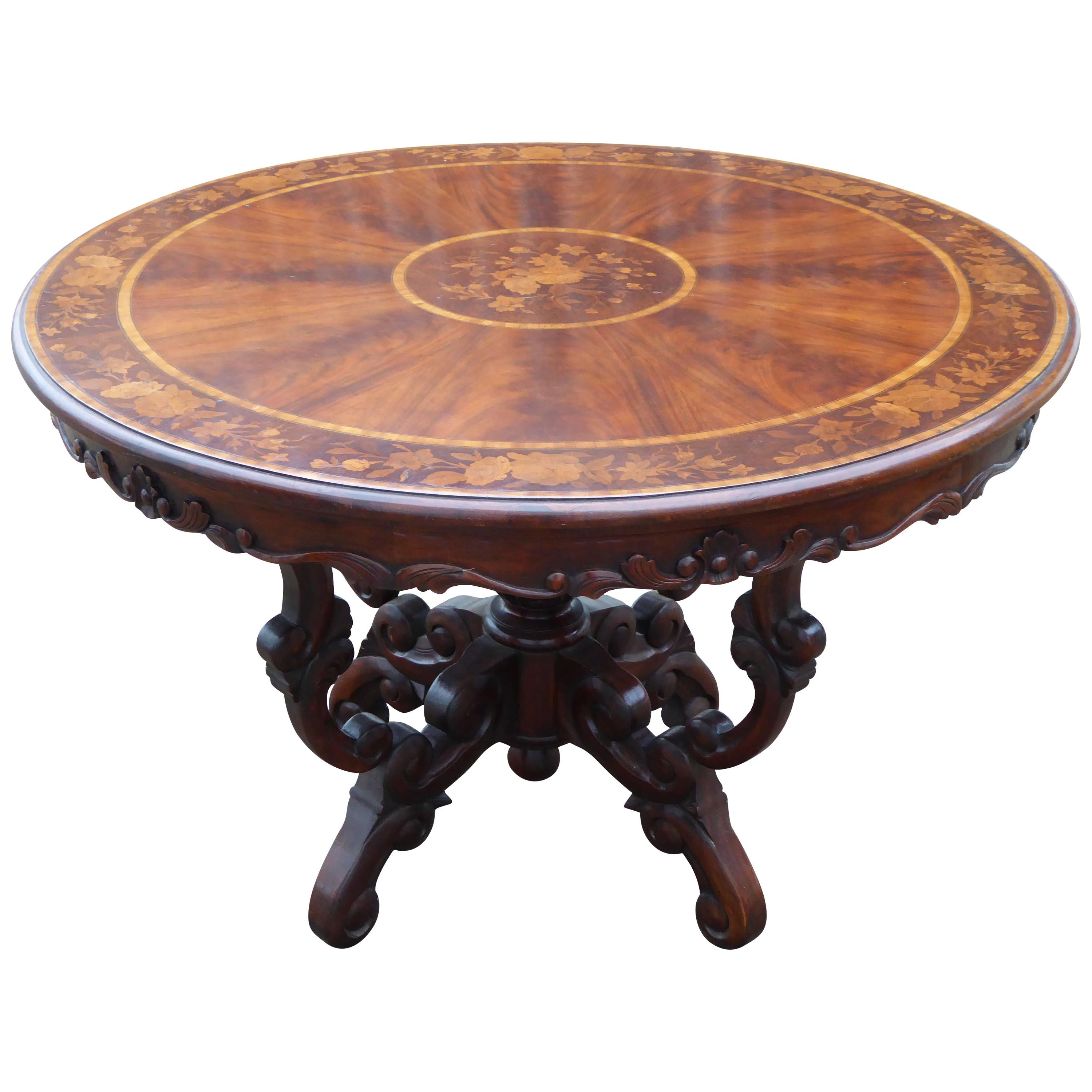 20th Italian Marble Table With Marquetry For Sale at 1stDibs