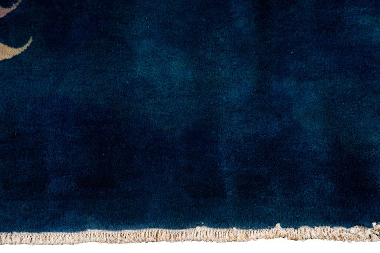 Vintage Blue Chinese Art Deco Wool Rug 8 Ft 5 In X 11 Ft 5 In. For Sale ...