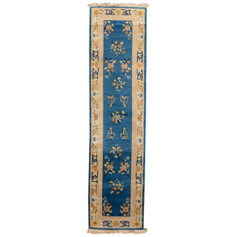 Early 20th Century Vintage Chinese Art Deco Wool Runner Rug at 1stDibs