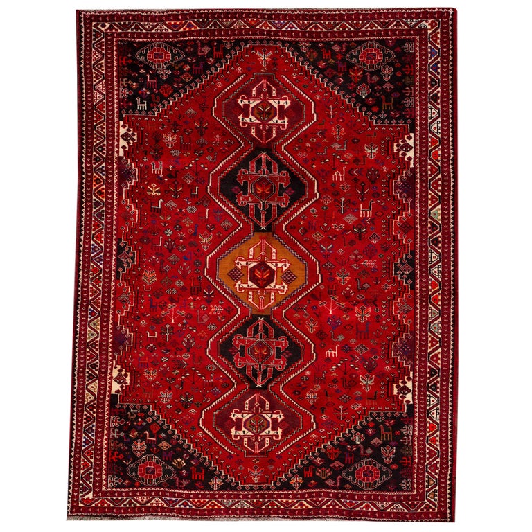 Early 20th Century Vintage Shiraz Wool Rug at 1stDibs