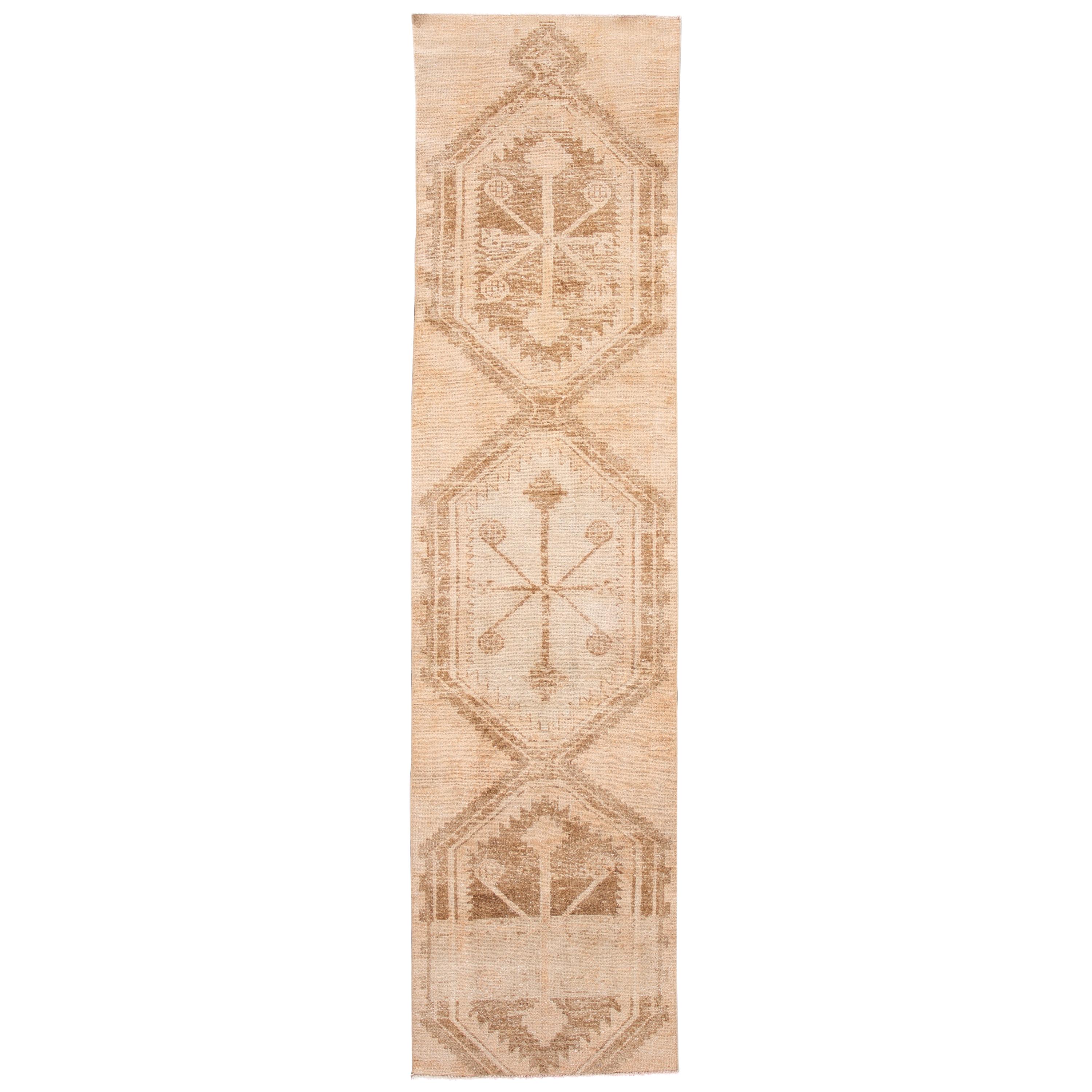 Early 20th Century Vintage Turkish Wool Runner Rug For Sale at 1stDibs