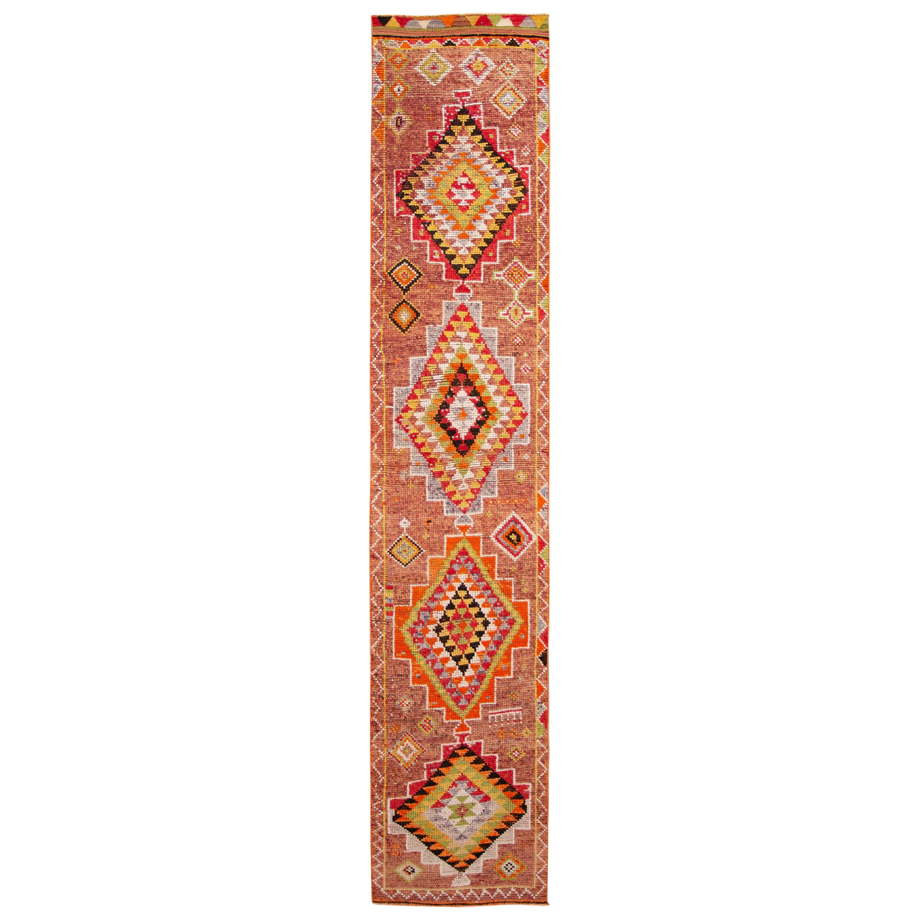Early 20th Century Vintage Turkish Wool Runner Rug For Sale at 1stDibs