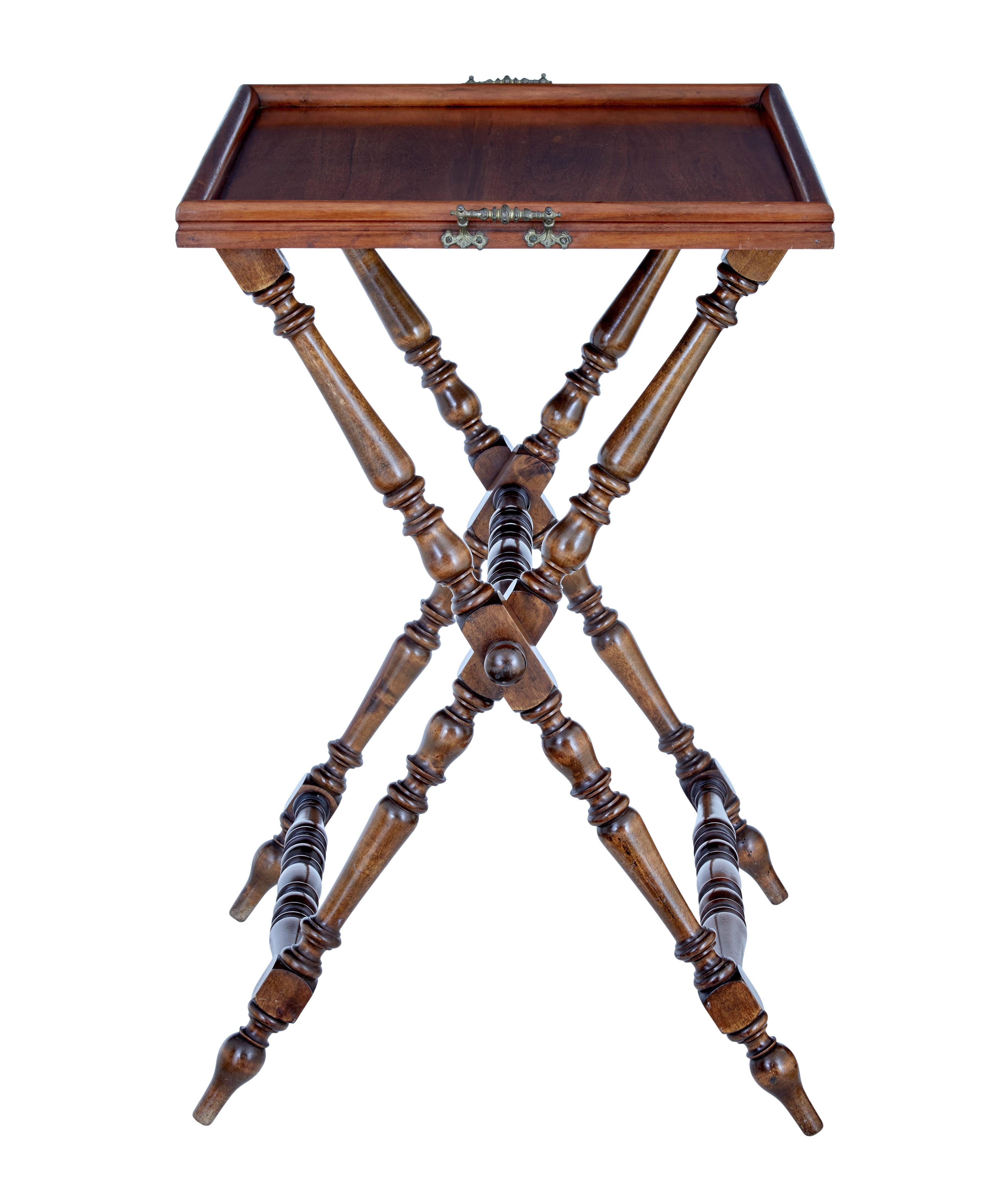 Early 20th Century walnut butlers tray on stand For Sale at 1stDibs