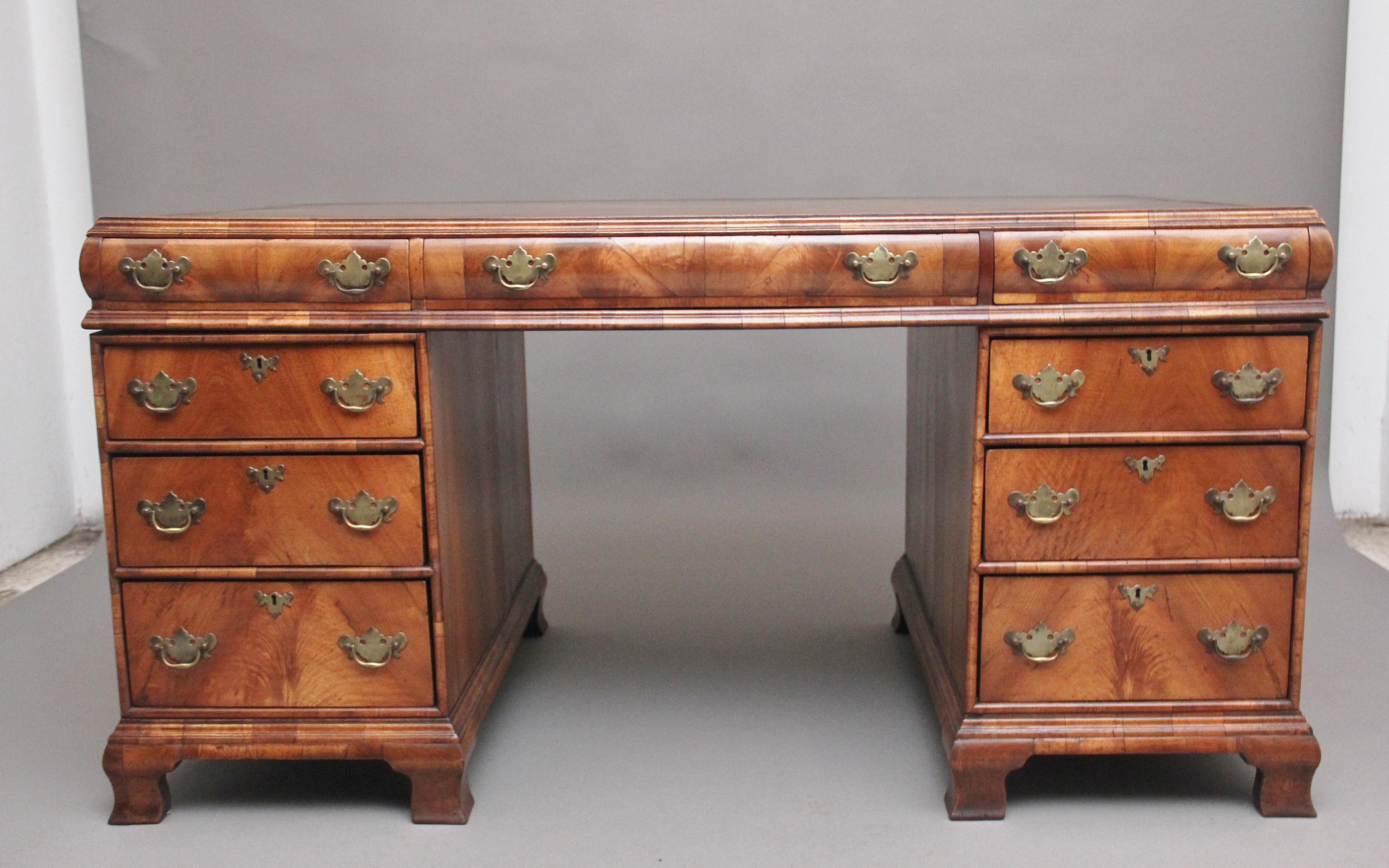Early 20th Century Walnut Partners Desk For Sale at 1stDibs
