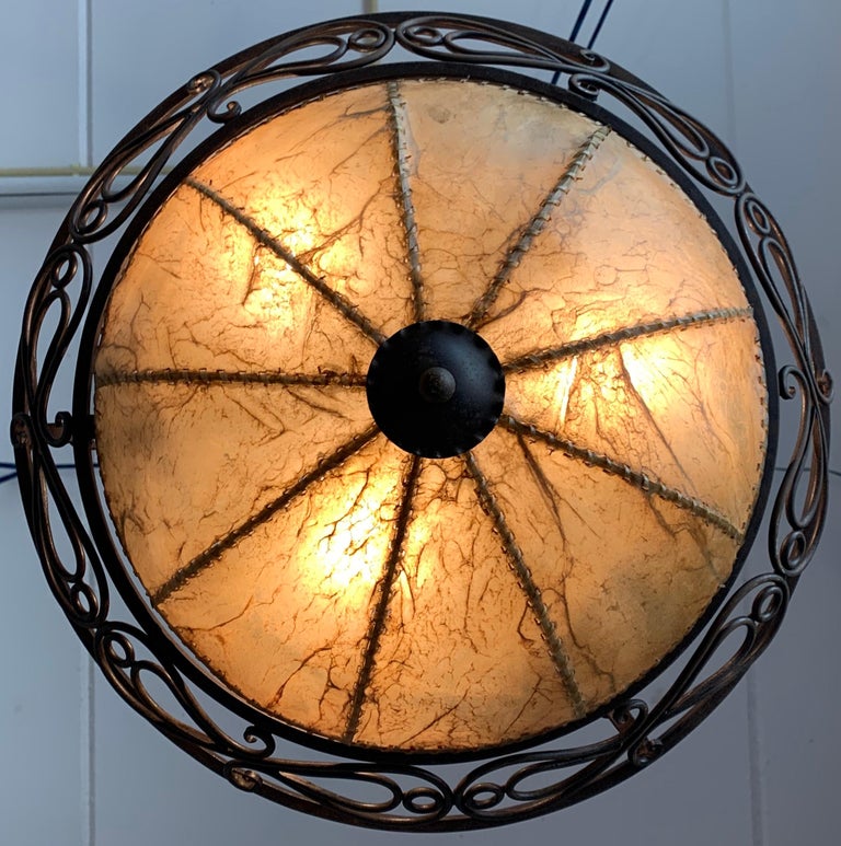 Arts and Crafts Early 1900 Wrought Iron Flush Mount, Pendant or Ceiling ...