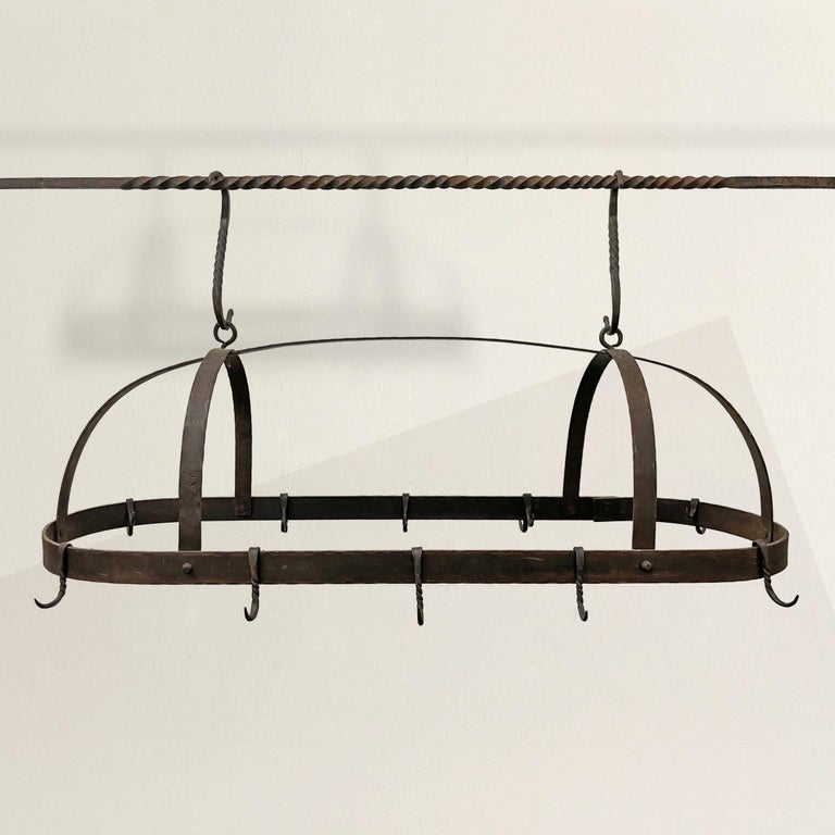 Early 20th Century Wrought Iron Pot Rack For Sale at 1stDibs