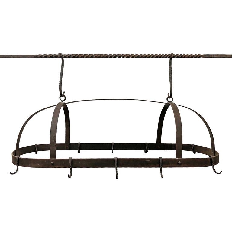 Early 20th Century Wrought Iron Pot Rack For Sale at 1stDibs