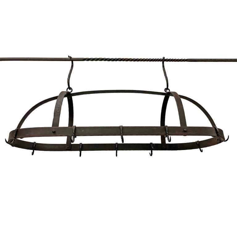 Early 20th Century Wrought Iron Pot Rack For Sale at 1stDibs