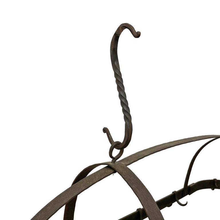 Early 20th Century Wrought Iron Pot Rack For Sale at 1stDibs