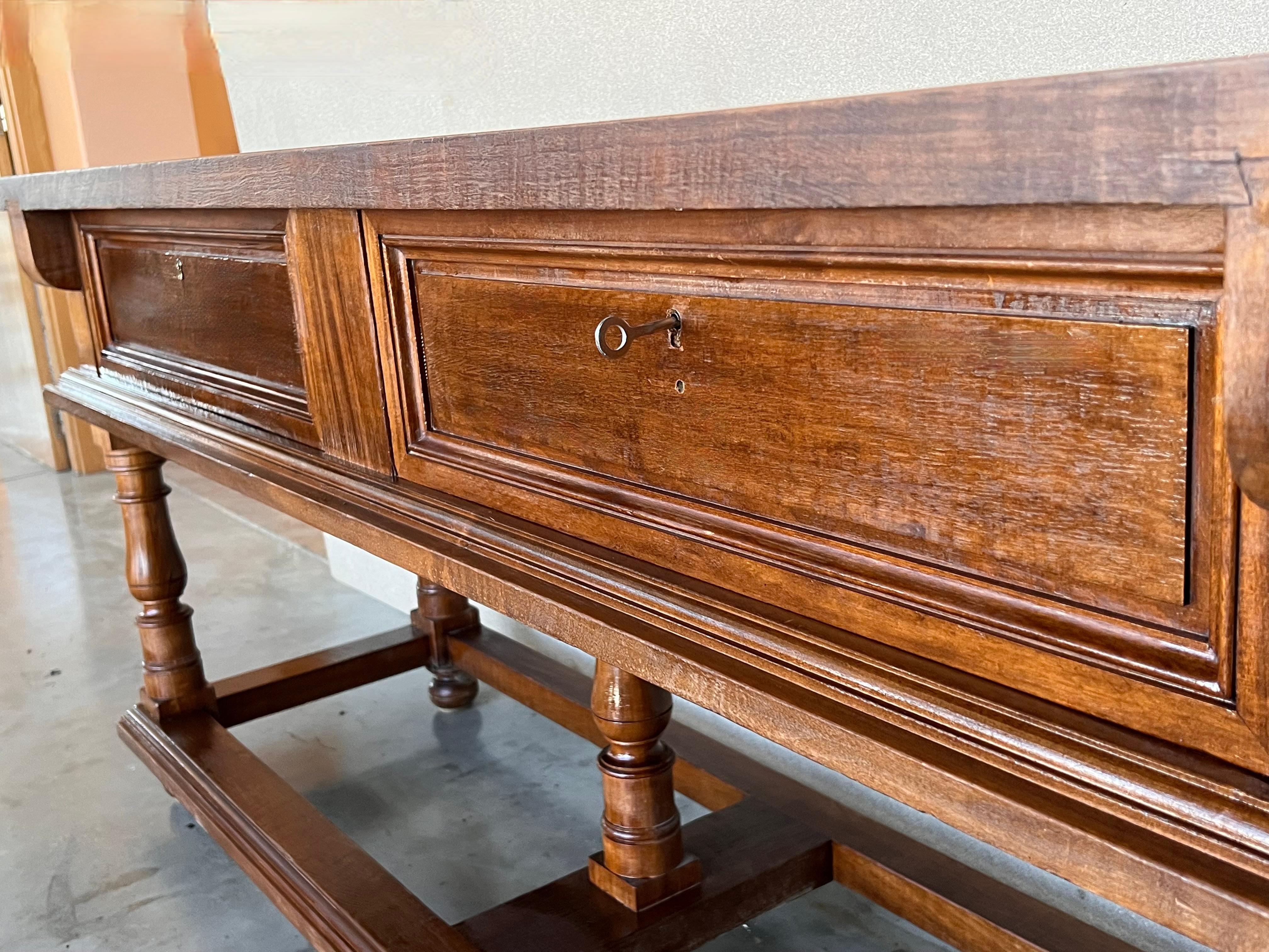 Early 20th Large Console Table with two drawers For Sale at 1stDibs