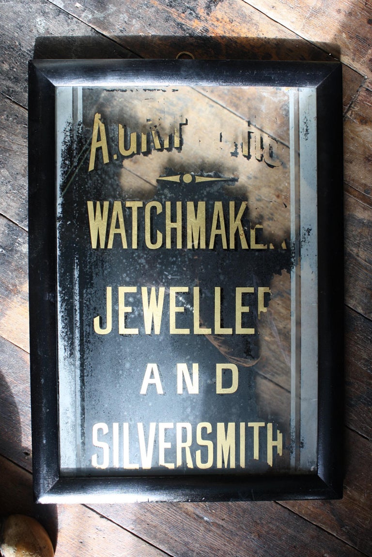 Early 20thc Antique Reverse Painted Jewellers Silversmith Watchmaker ...