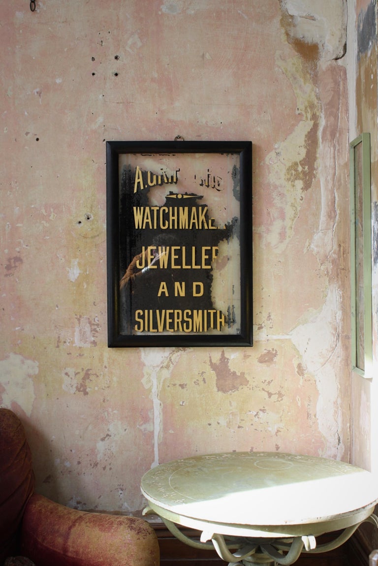 Early 20thc Antique Reverse Painted Jewellers Silversmith Watchmaker ...