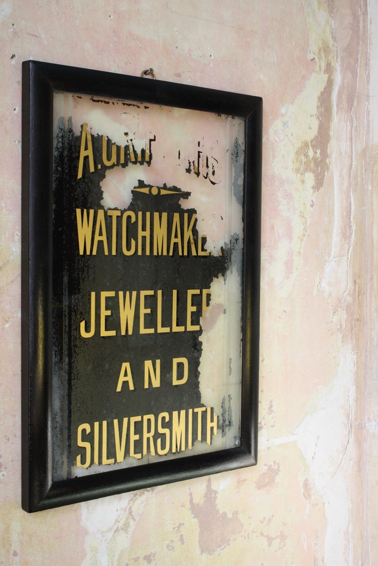 Early 20thc Antique Reverse Painted Jewellers Silversmith Watchmaker ...