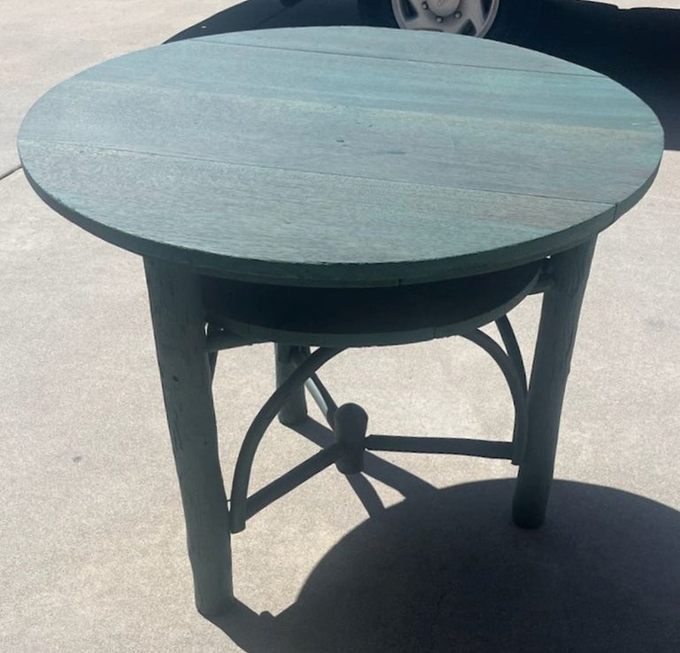 Early 20Thc Blue Painted Hickory Round Table For Sale at 1stDibs