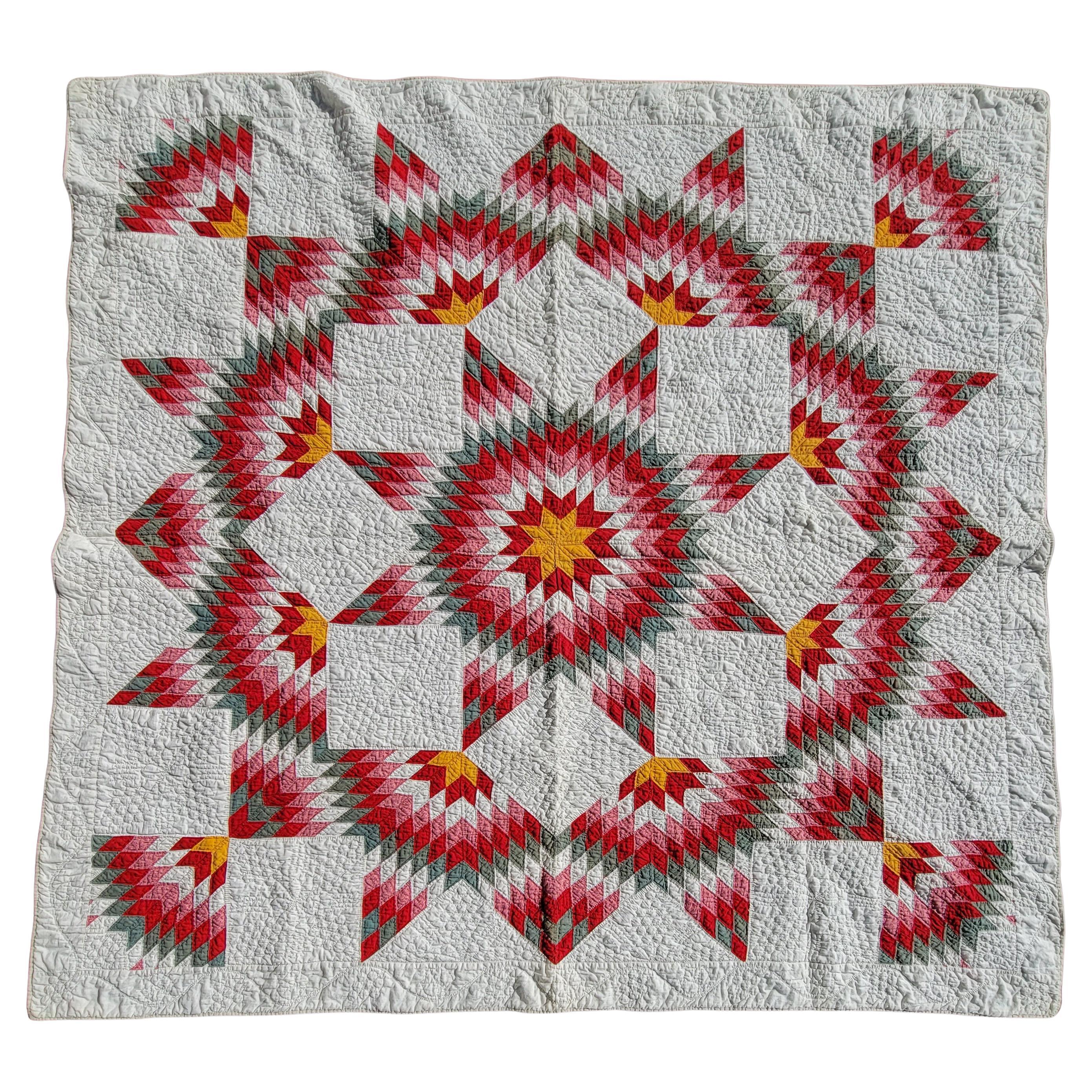 Vintage Handmade "Mennonite Broken Star" Patchwork Quilt, USA 1930's ...