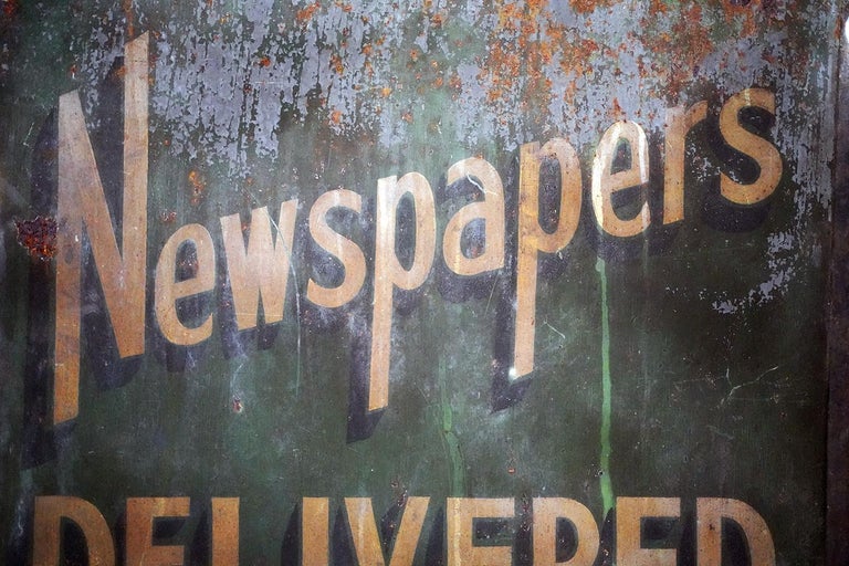 Early 20thC Double Sided Sign-Written Advertising Sign for Newspapers c ...