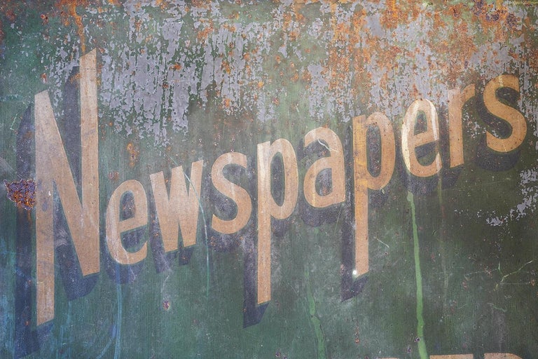 Early 20thC Double Sided Sign-Written Advertising Sign for Newspapers c ...