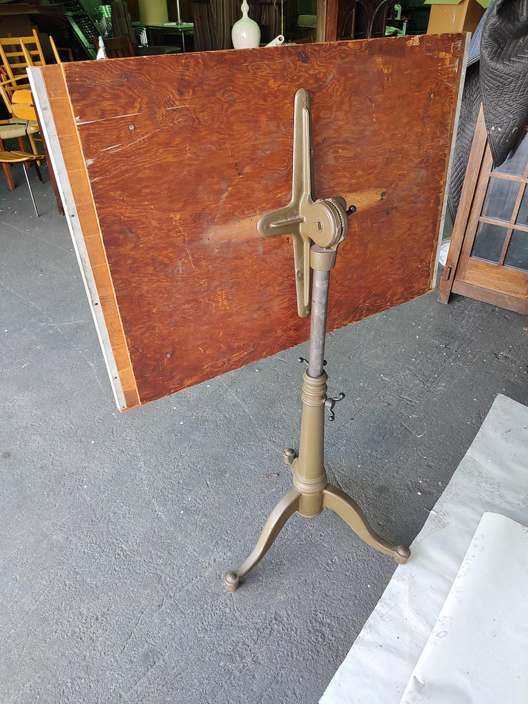 Early 20thC Fully Adjustable Drafting Table in Original Paint Military ...