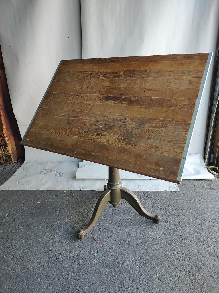 Early 20thC Fully Adjustable Drafting Table in Original Paint Military ...