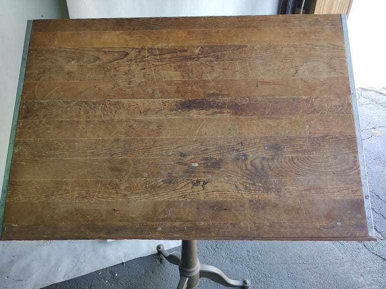 Early 20thC Fully Adjustable Drafting Table in Original Paint Military ...