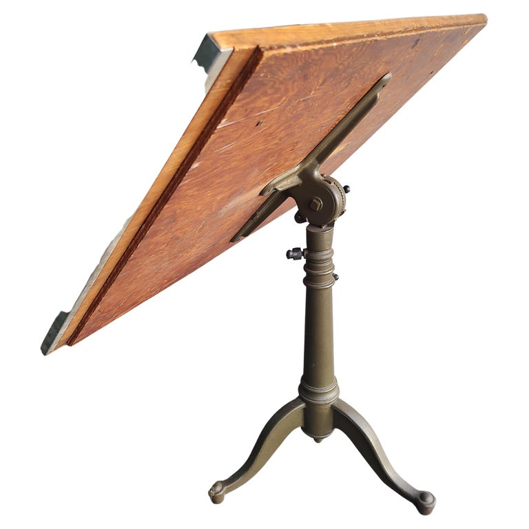 Early 20thC Fully Adjustable Drafting Table in Original Paint Military ...
