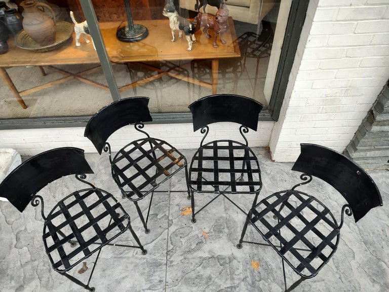 Early 20thc Hand Hammered Wrought Iron Set of 4 French Garden Patio ...
