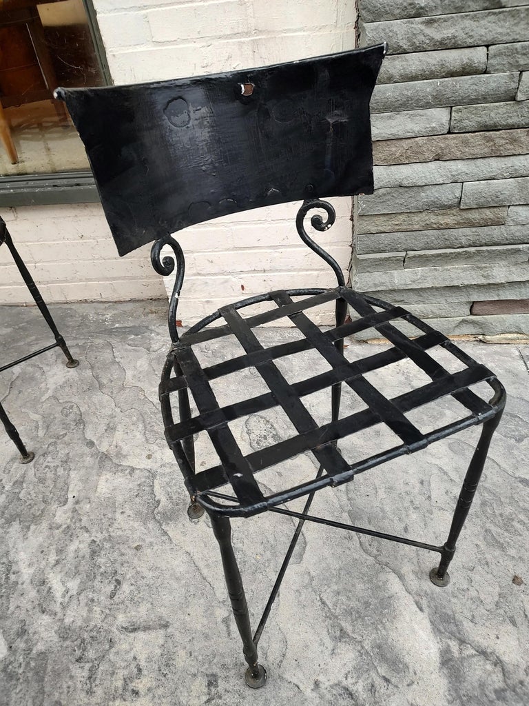 Early 20thc Hand Hammered Wrought Iron Set of 4 French Garden Patio ...