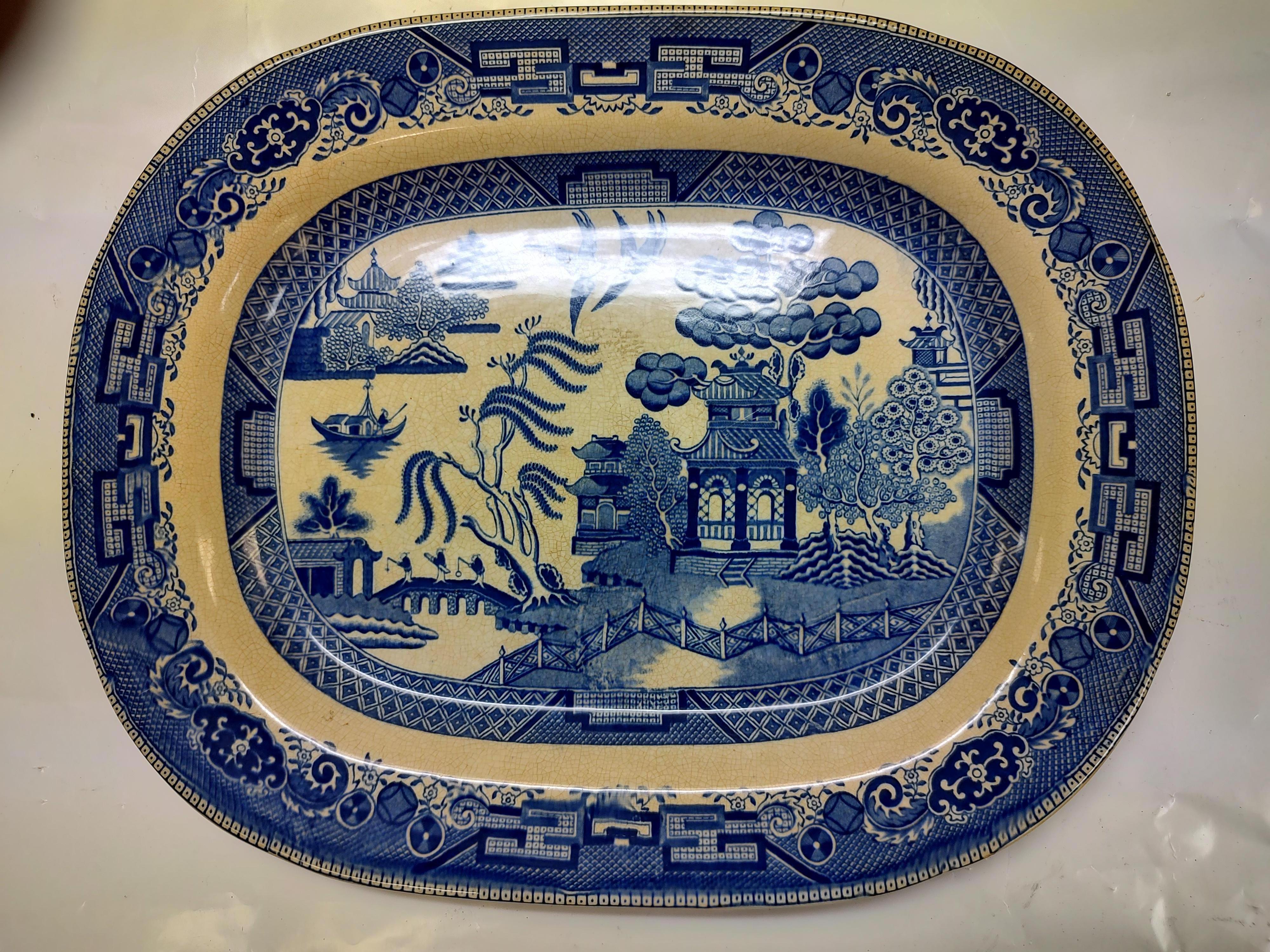 Early 20thc Large Blue Willow Platter by the Buffalo Pottery Co For ...