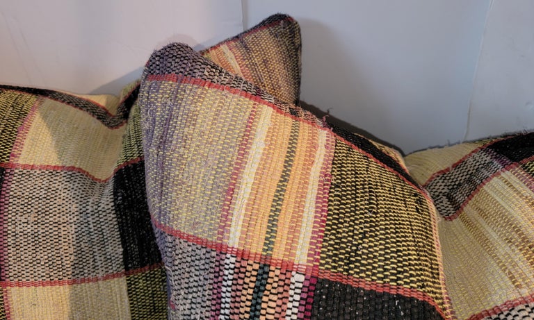 Early 20th C, New England, Double Sided Rag Rug Pillows For Sale at 1stDibs