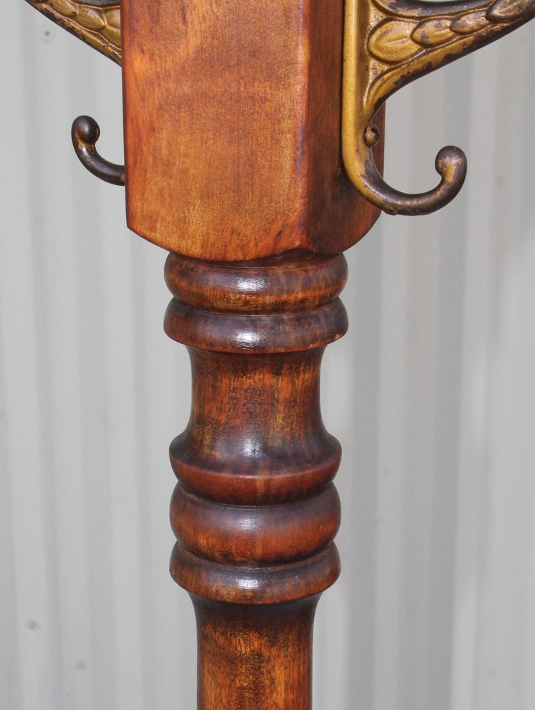 Early 20th Century Pine Hall Tree with Original Iron Hardware at 1stDibs