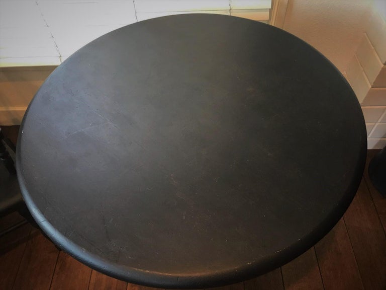 Early 20th Century Round Wooden Plank Top Table, Black at 1stDibs ...