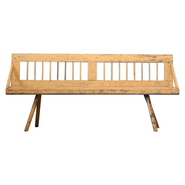 Early 20the European Primitive Painted Settle For Sale at 1stDibs