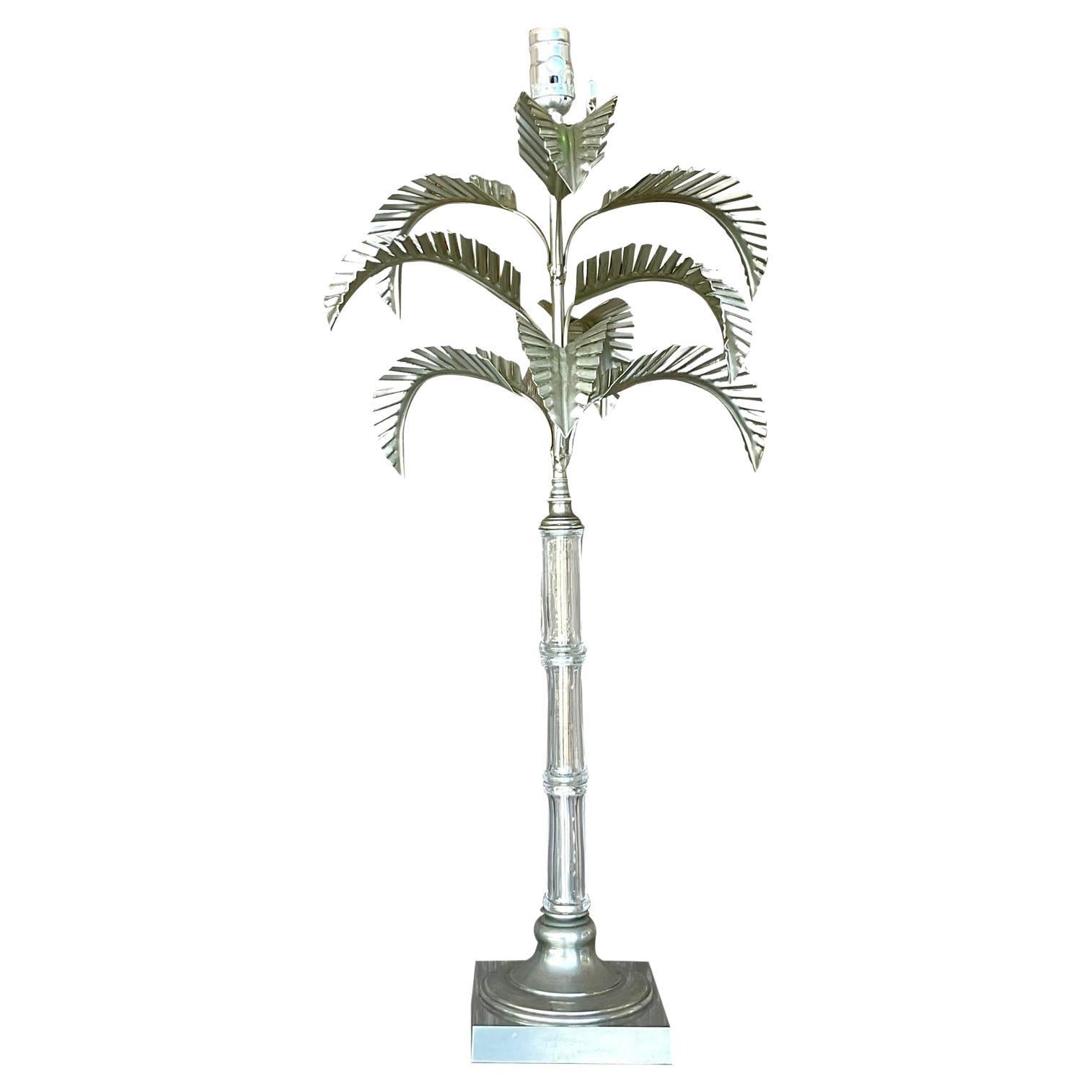 Early 21st Century Punch Cut Palm Tree Table Lamp For Sale at 1stDibs