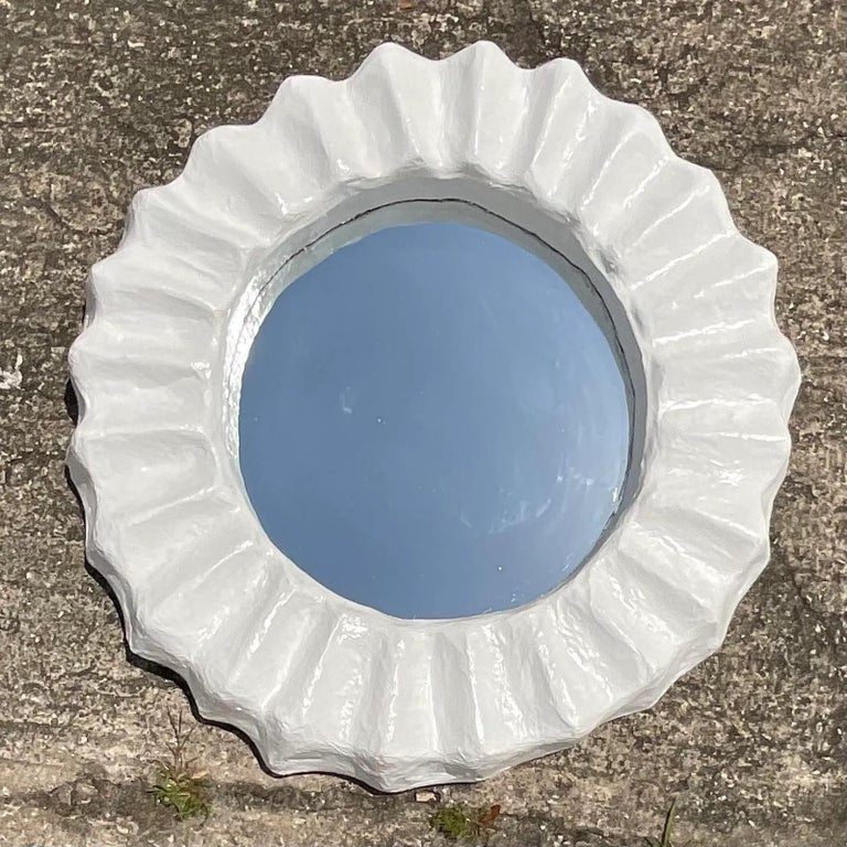 Early 21st Century White Ruffle Frame Mirror For Sale at 1stDibs
