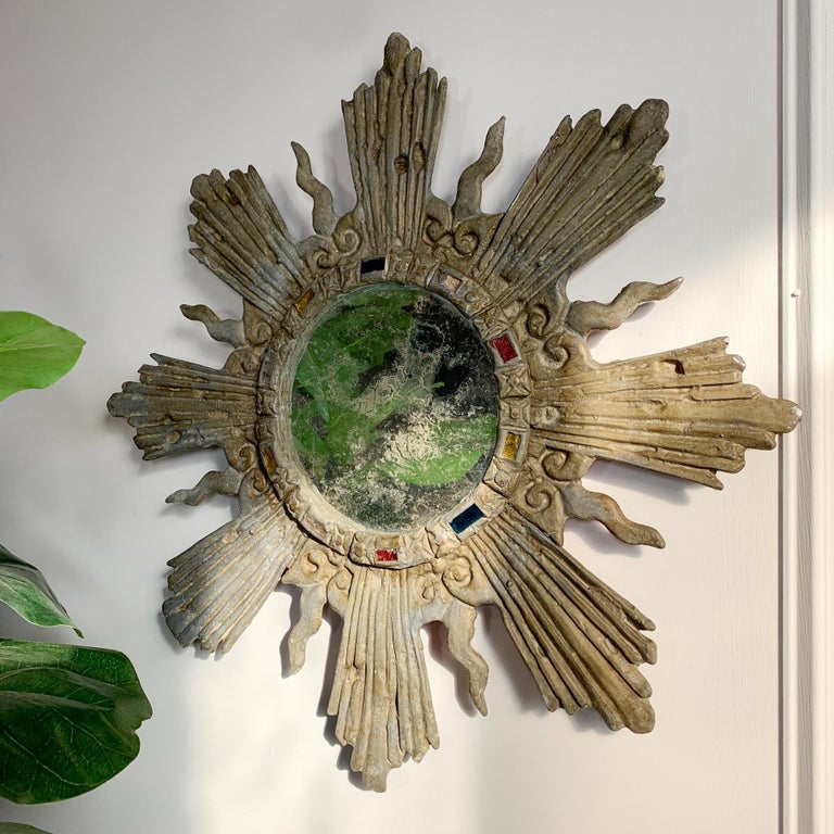 Early 20th Century Lead Sunburst Mirror in the Manner of Line Vautrin ...